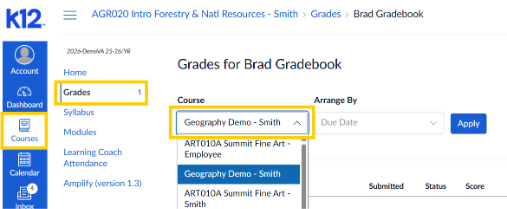 K12 School (OLS) View Your Grades